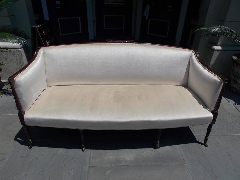 American Mahogany Sheraton Style Upholstered Sofa, Circa 1880 at 1stDibs