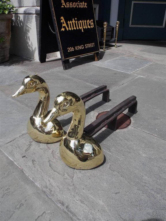 Pair of American Brass and Wrought Iron Duck Andirons, Circa 1870 at ...