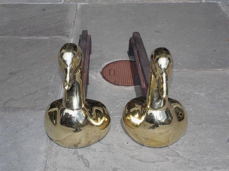 Pair of American Brass and Wrought Iron Duck Andirons, Circa 1870 at ...