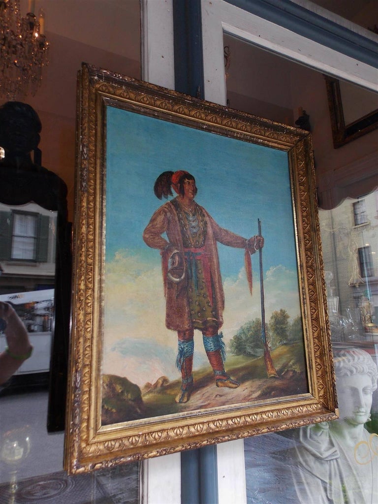 American Oil on Canvas Portrait of Osceola in Original Gilt Frame ...