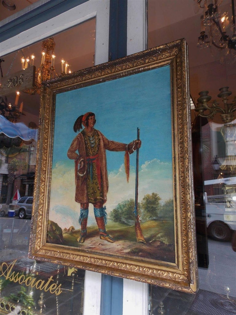 American Oil on Canvas Portrait of Osceola in Original Gilt Frame ...