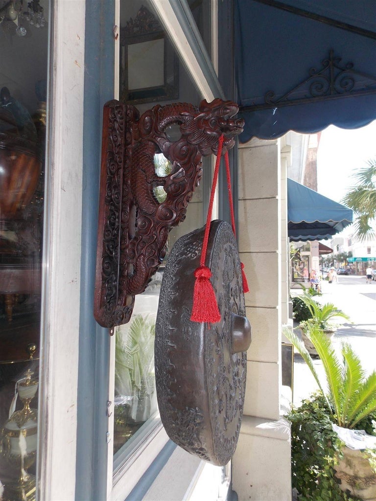 Chinese King Wood and Bronze Wall-Mounted Temple Gong, 19th Century For ...