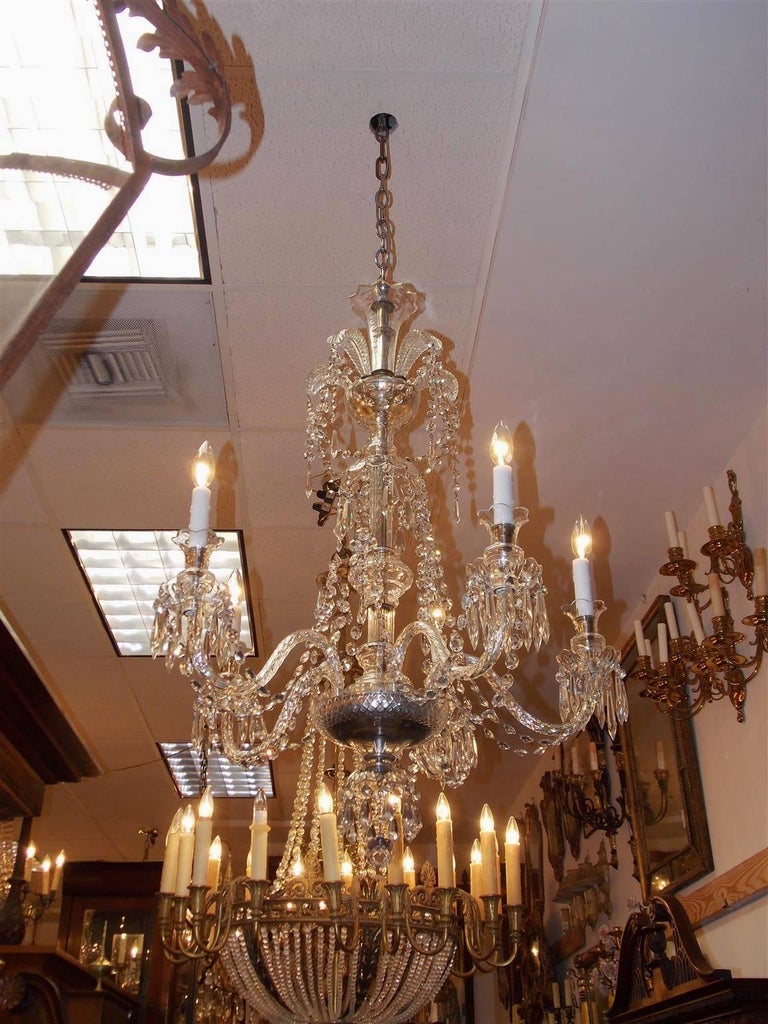 Anglo-Irish Cut Crystal Decorative Feather Five-Arm Chandelier, Circa ...
