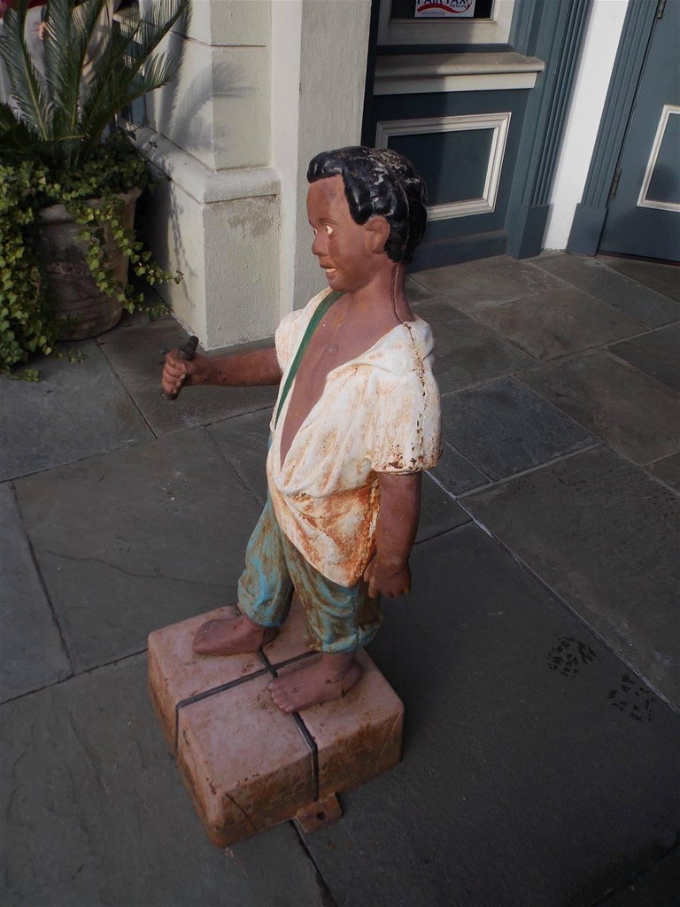 American Cast Iron Hitching Post with Negro Boy on Bail of Cotton, NY ...