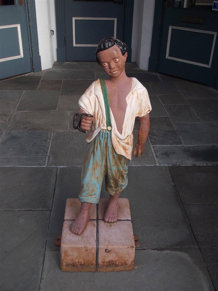 American Cast Iron Hitching Post with Negro Boy on Bail of Cotton, NY ...