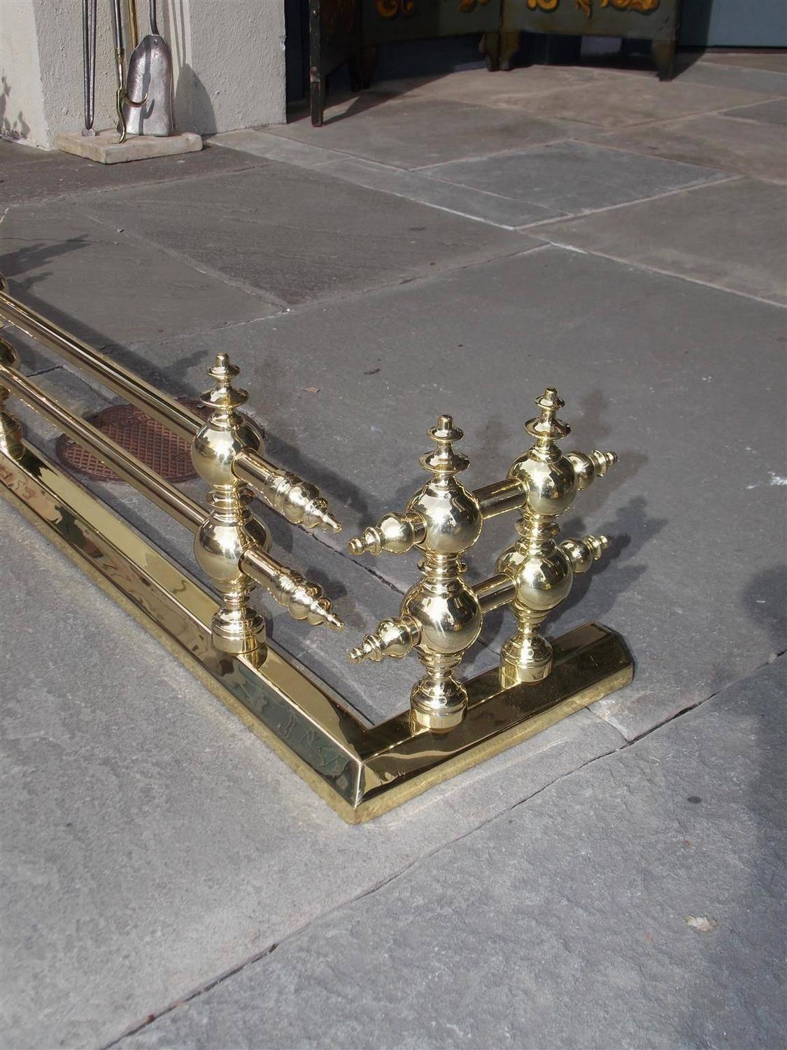 American Brass Two Tiered Ball Finial Fire Fender. Circa 1850 For Sale ...