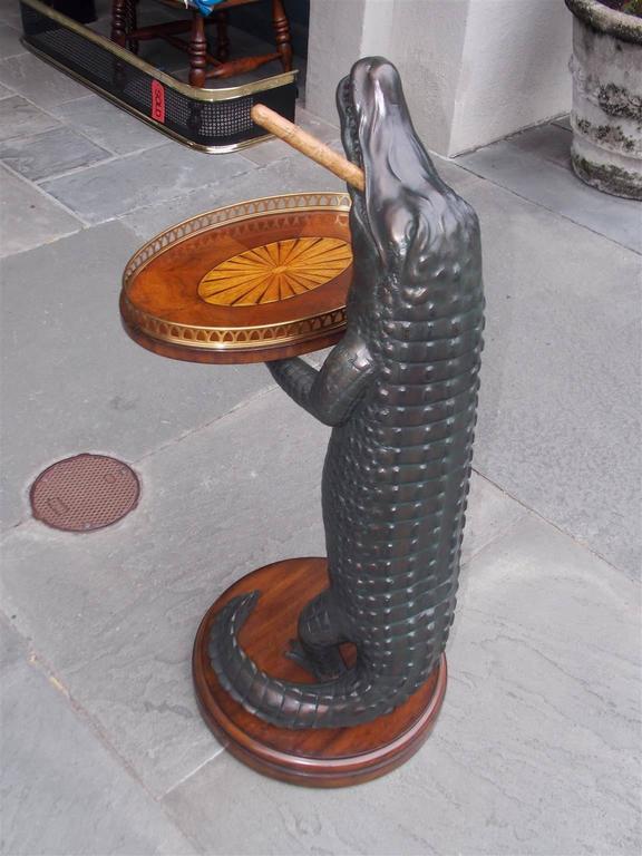 Cast Resin Alligator with Oval Marquetry Gallery Tray, 20th Century at ...