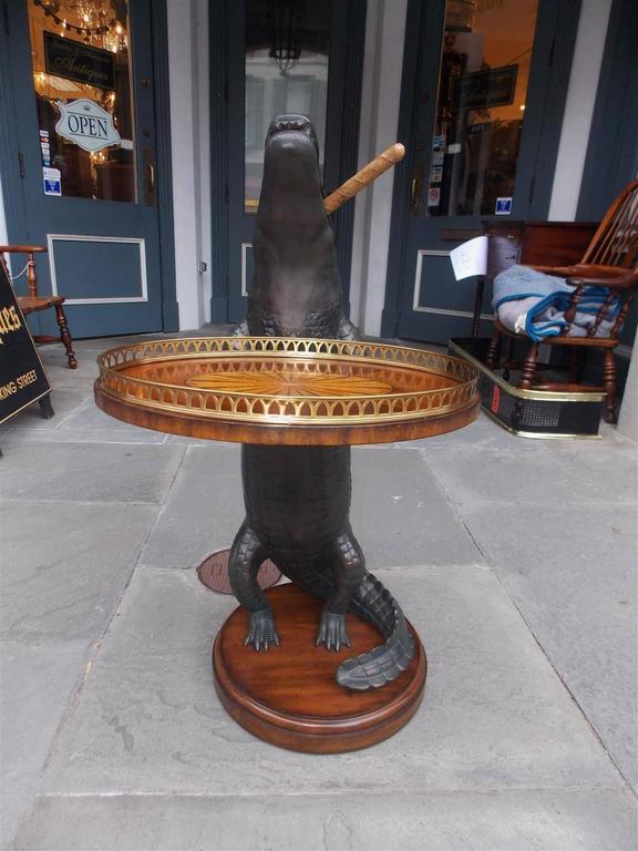 Cast Resin Alligator with Oval Marquetry Gallery Tray, 20th Century at ...