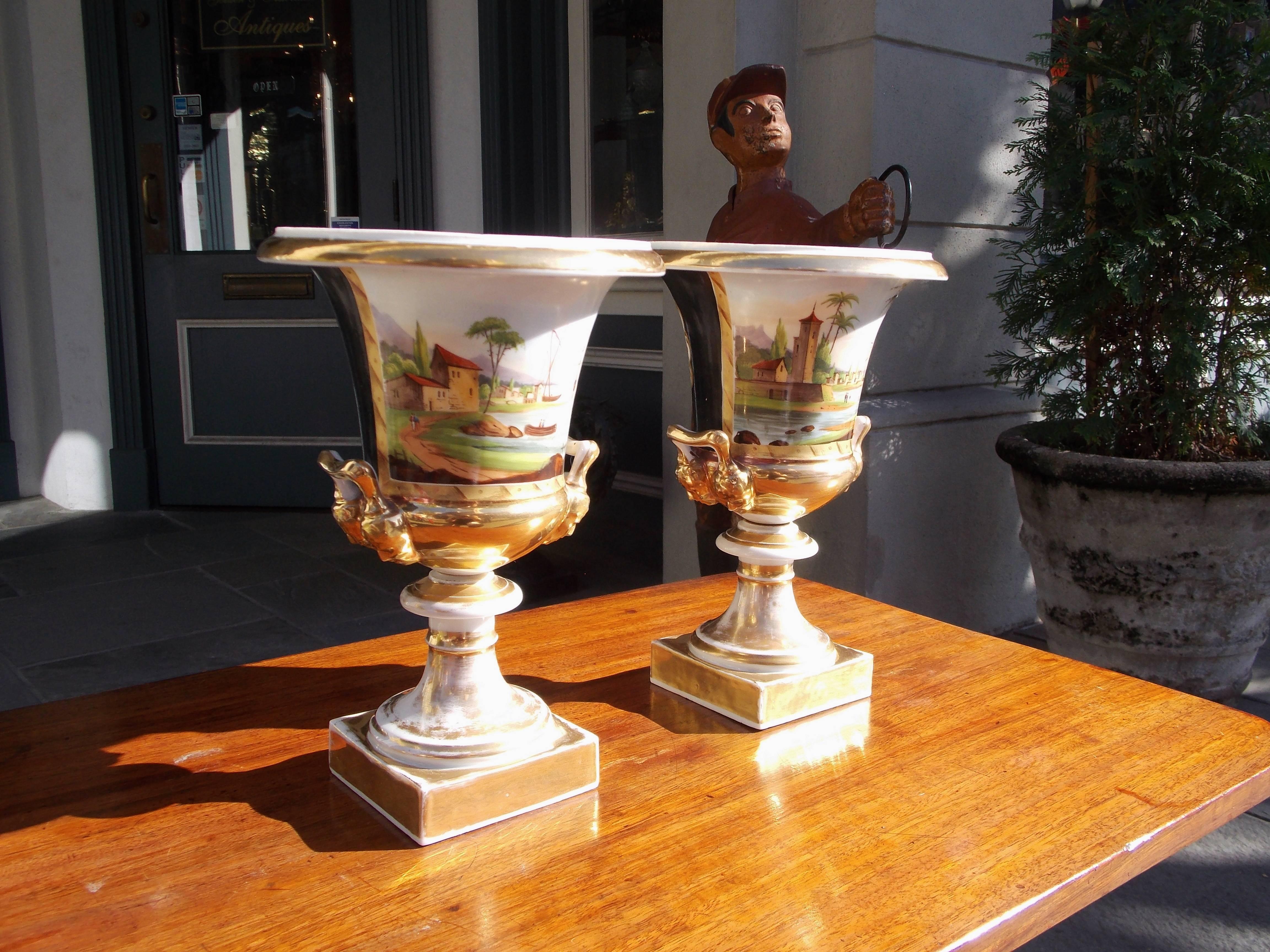 Pair of French Old Paris Gilt and Porcelain Mantel Urns, Circa 1820 at ...