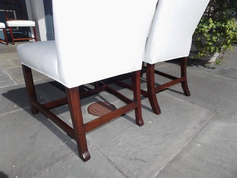 Pair of English Mahogany Serpentine Back Upholstered Lolling Chairs ...