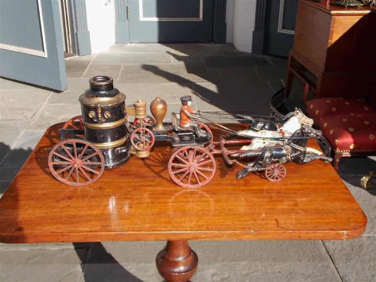 American Horse Drawn Cast Iron Fire Pump Toy Wagon , Circa 1880 at 1stDibs