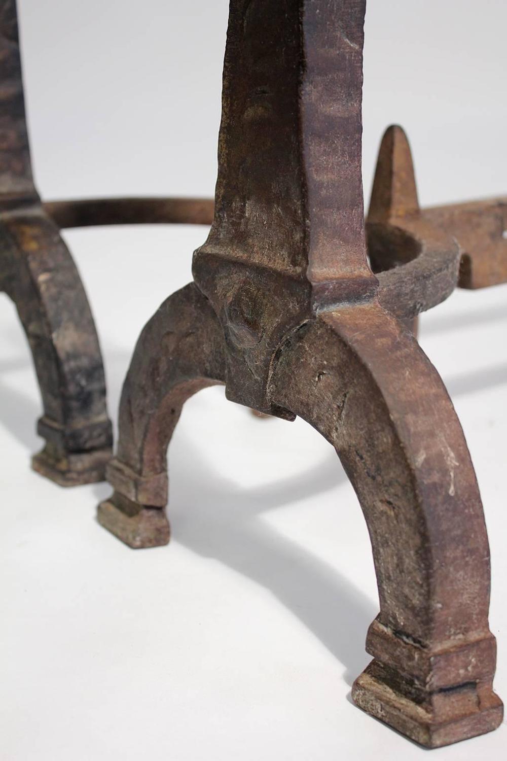 Antique Mission Arts and Crafts Cast Iron Pair of Andirons at 1stdibs