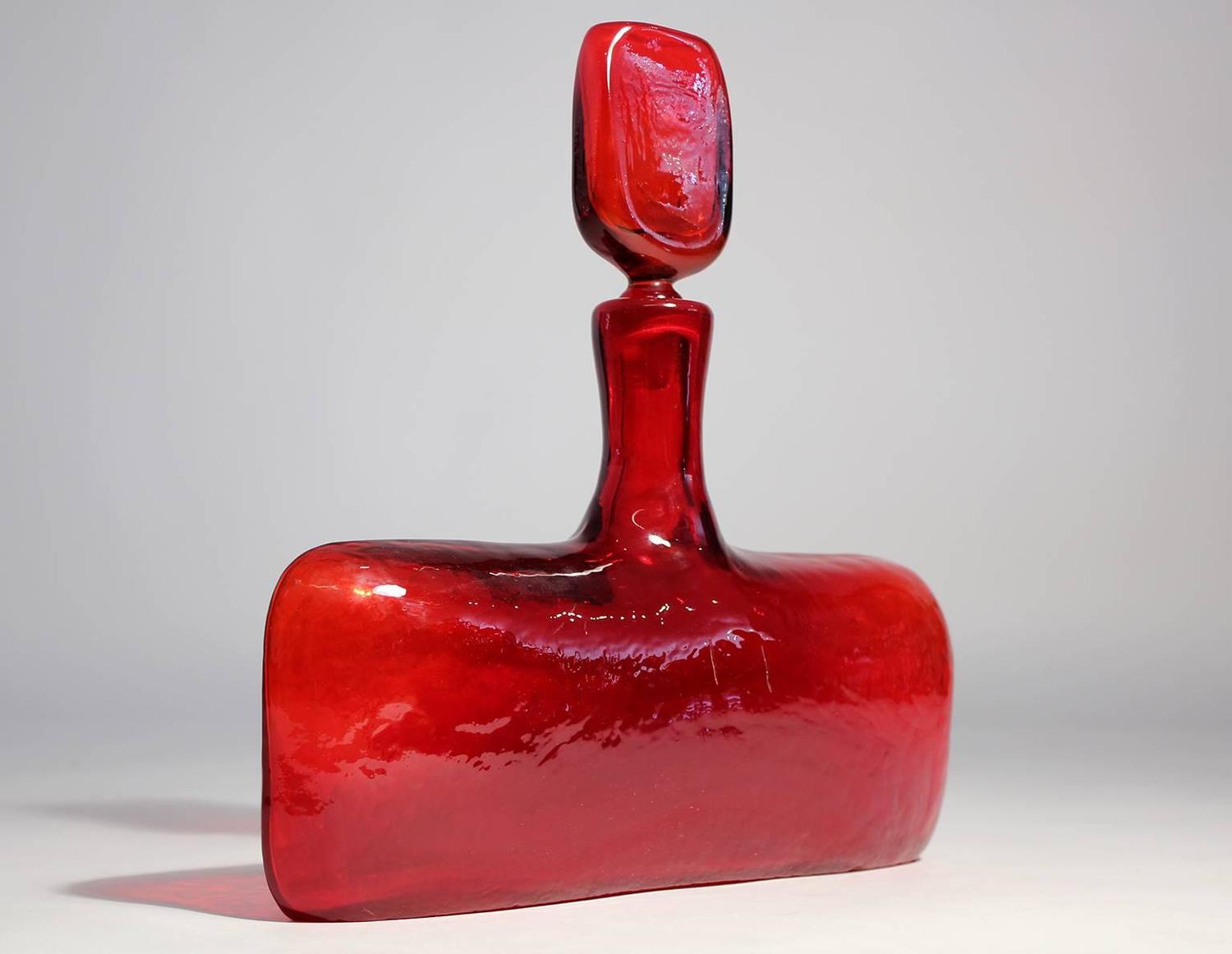 Blenko #6316 Ruby Red Glass Decanter by Wayne Husted at 1stdibs