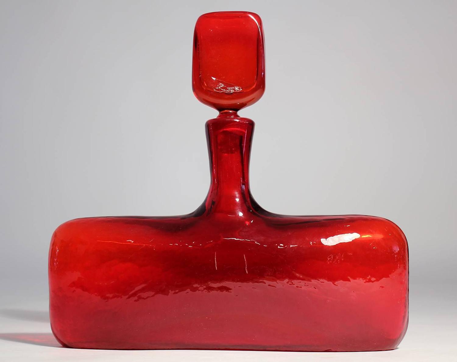 Blenko #6316 Ruby Red Glass Decanter by Wayne Husted at 1stdibs