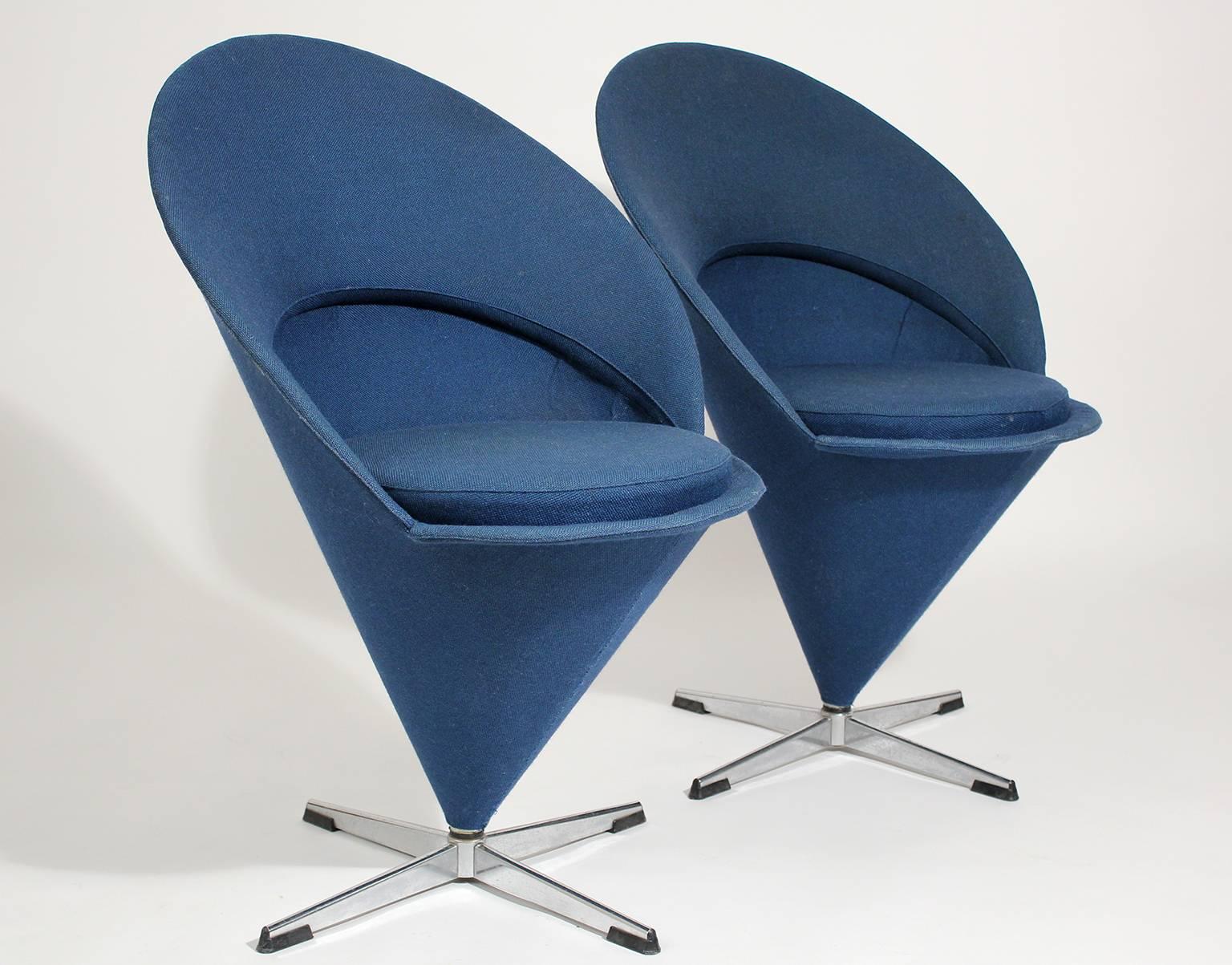 1960s Verner Panton Cone Chairs, Denmark with Original Fabric at ...