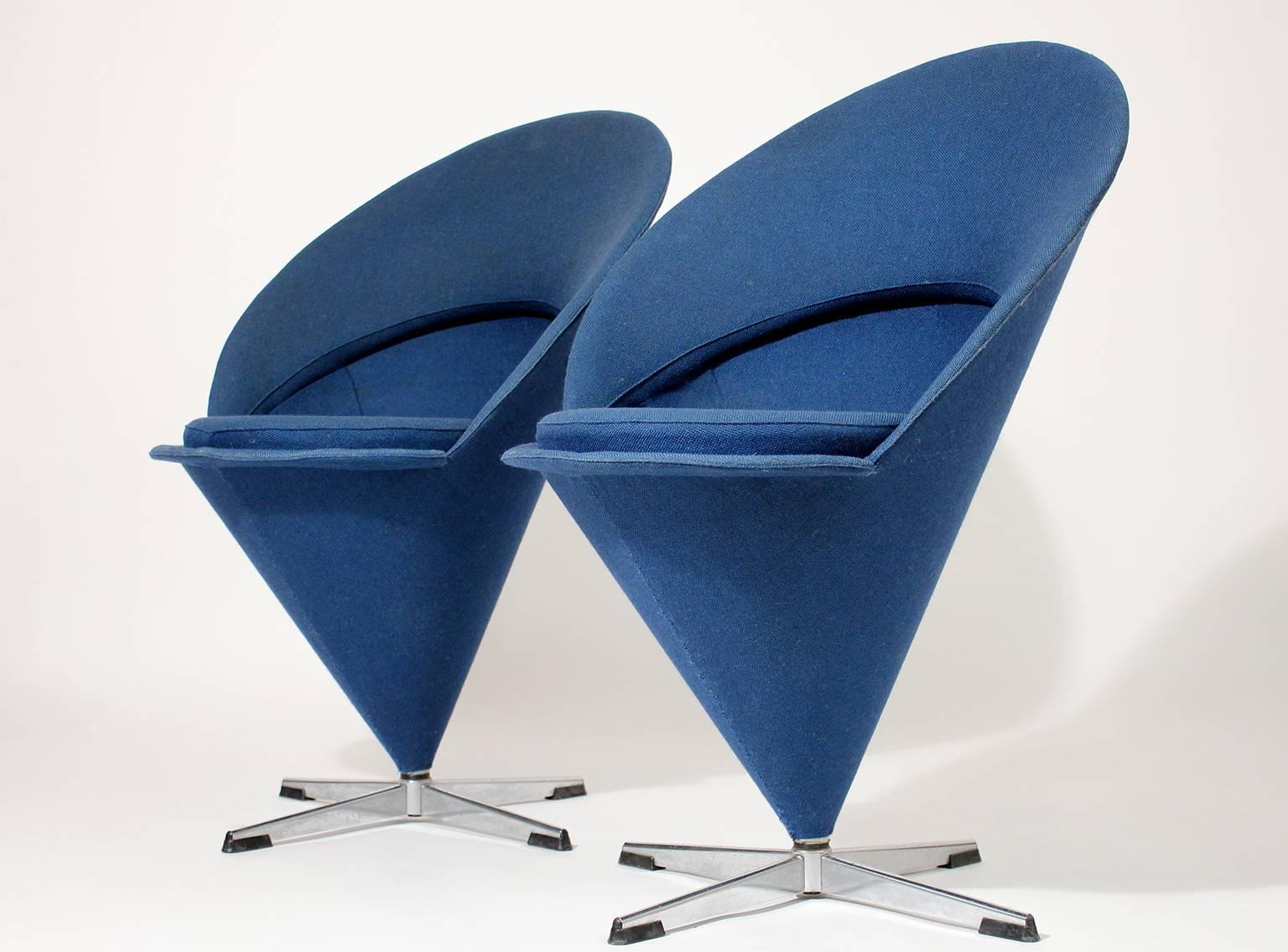 1960s Verner Panton Cone Chairs, Denmark with Original Fabric at ...