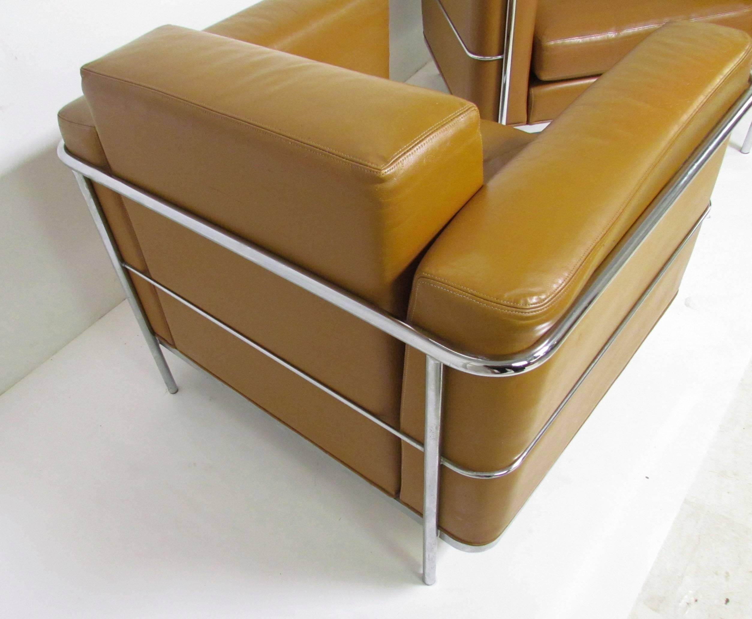 Pair of Leather Lounge Chairs by Jack Cartwright in Manner of Le ...