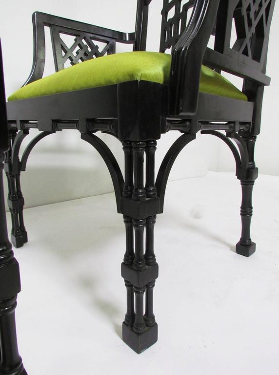 Pair of Chinese Chippendale Carved Fretwork Armchairs at 1stDibs