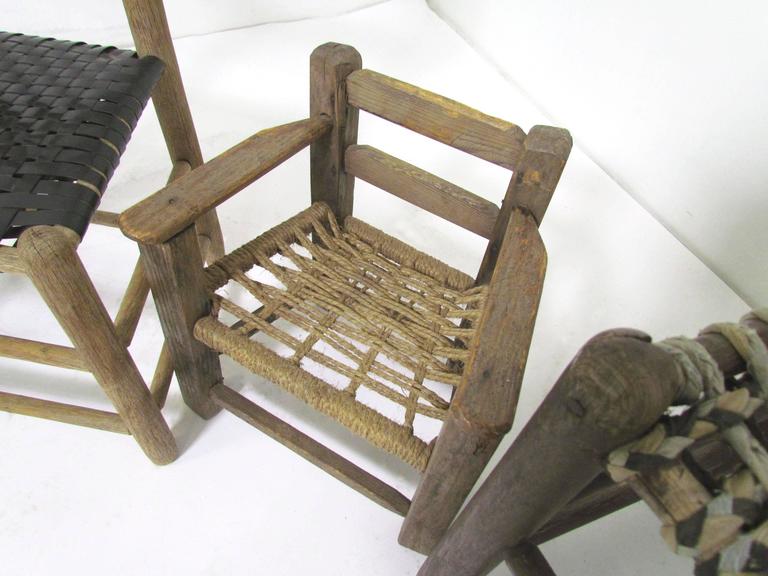 Antique Primitive Folk Art Chair Collection, Set of Six at 1stDibs