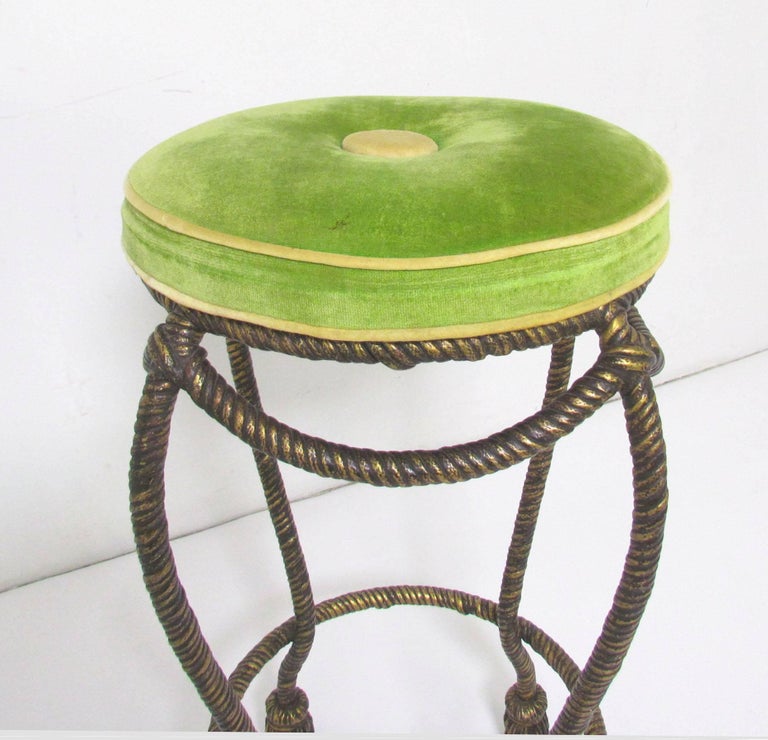 Pair of Hollywood Regency Gilt Metal Swivel Bar Stools, circa 1950s at ...