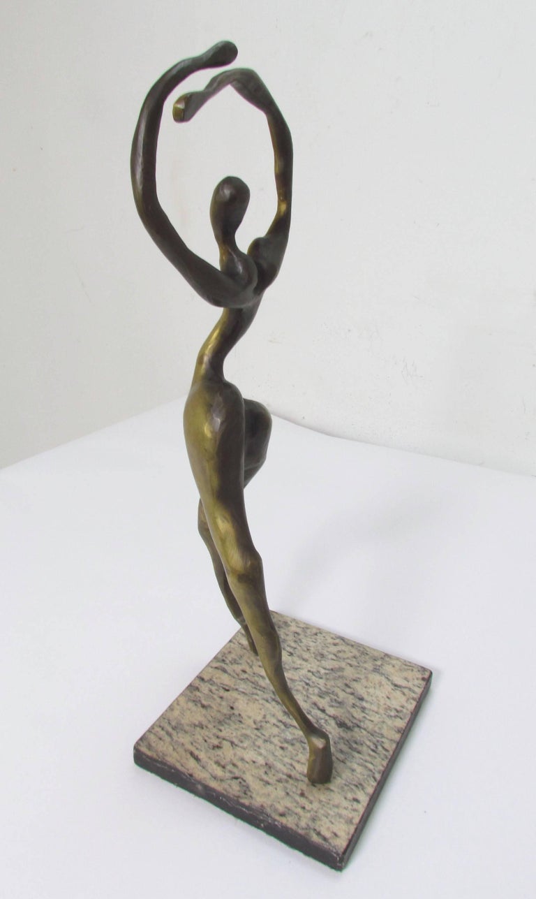 Mid-Century Modernist Bronze Figural Sculpture of a Dancer at 1stDibs