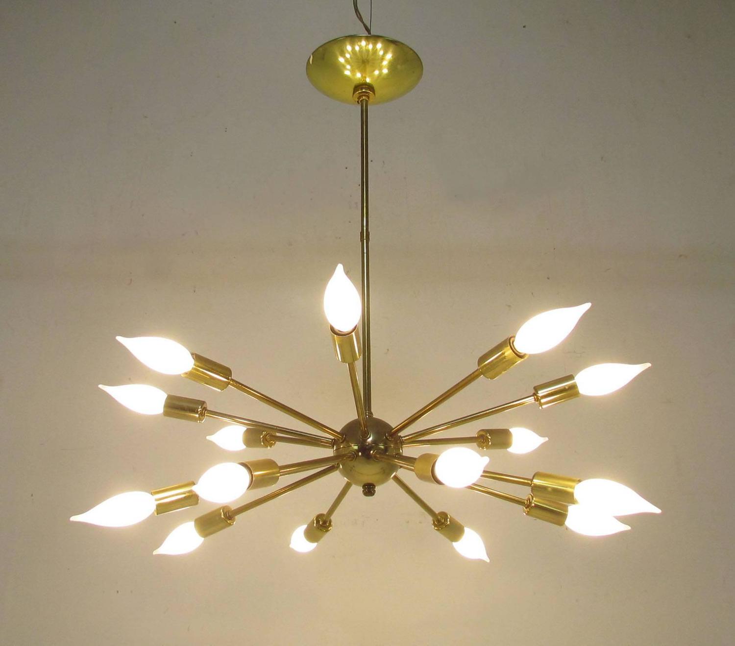 Original Sputnik Chandelier Light Fixture in Brass with Sixteen Arms at ...