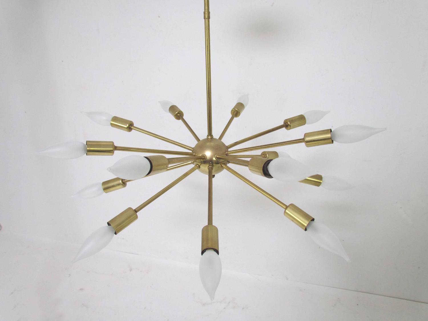 Original Sputnik Chandelier Light Fixture in Brass with Sixteen Arms at ...