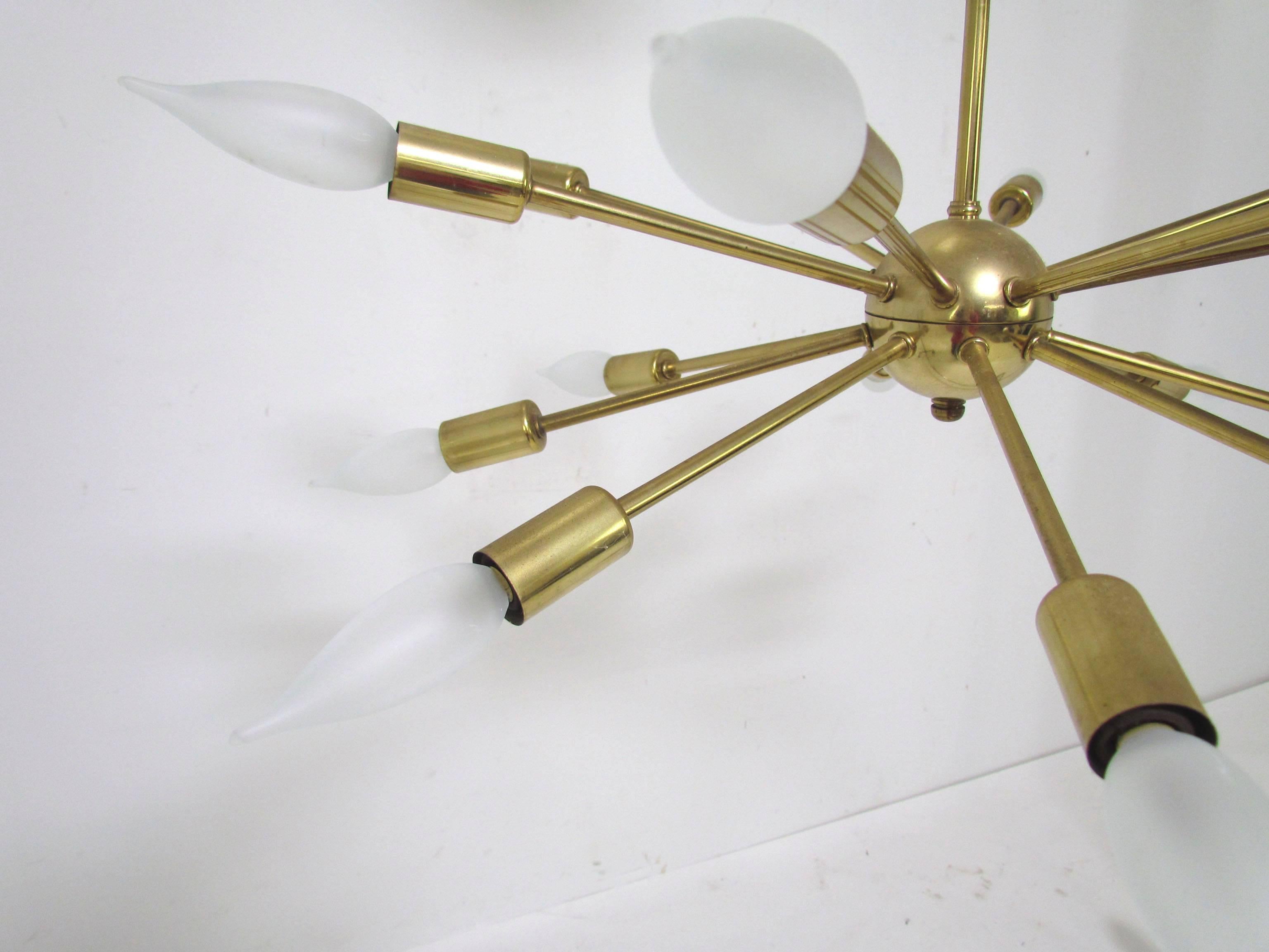 Original Sputnik Chandelier Light Fixture in Brass with Sixteen Arms at ...