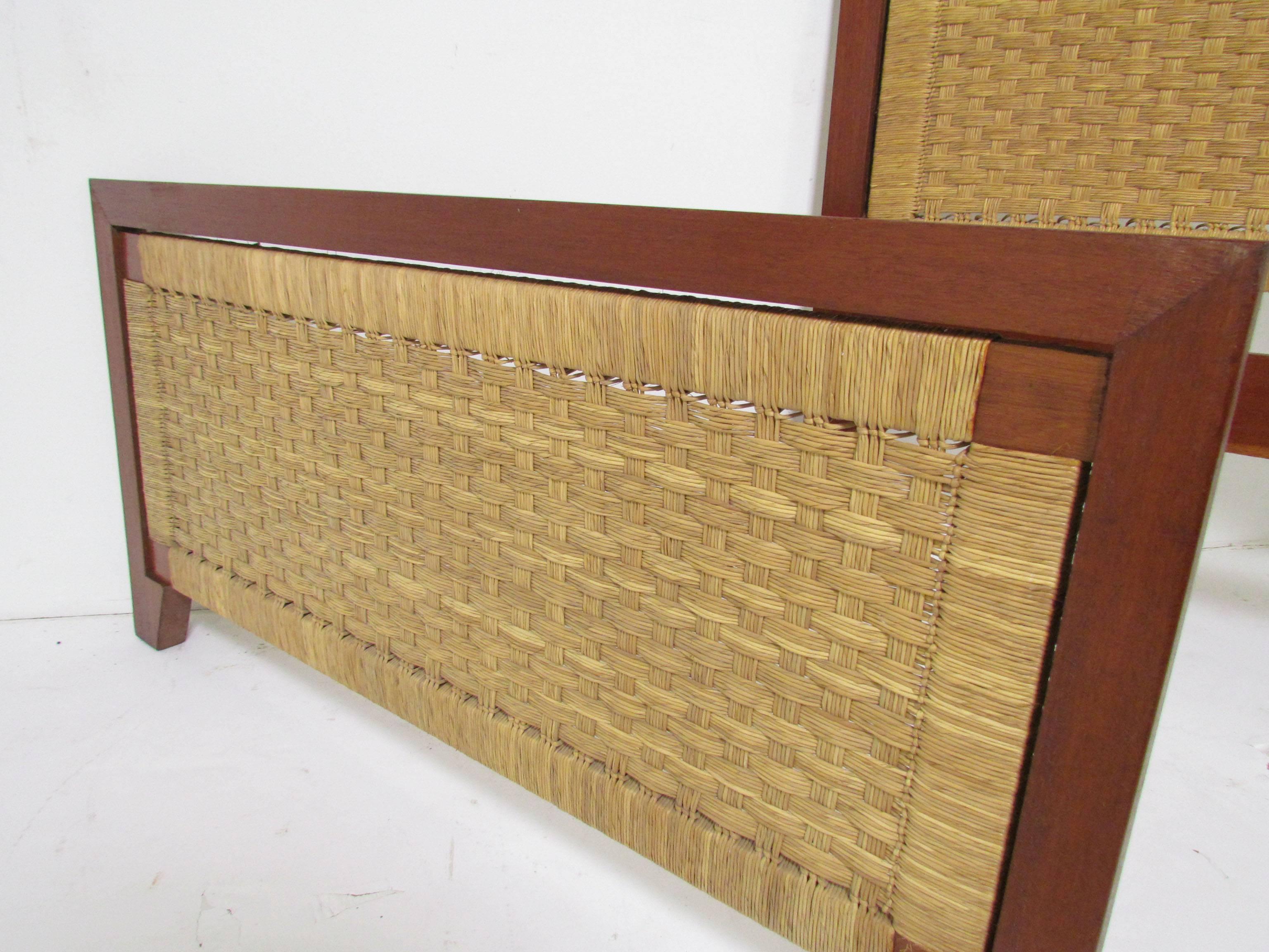 Pair of Mexican Mid-Century Single Beds with Handwoven Cane, circa ...