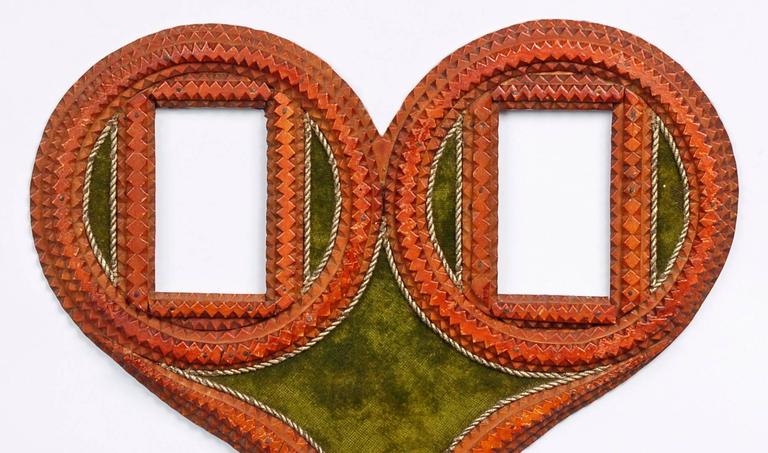 Heart Shaped Tramp Art ‘Wedding’ Portrait Frame at 1stDibs