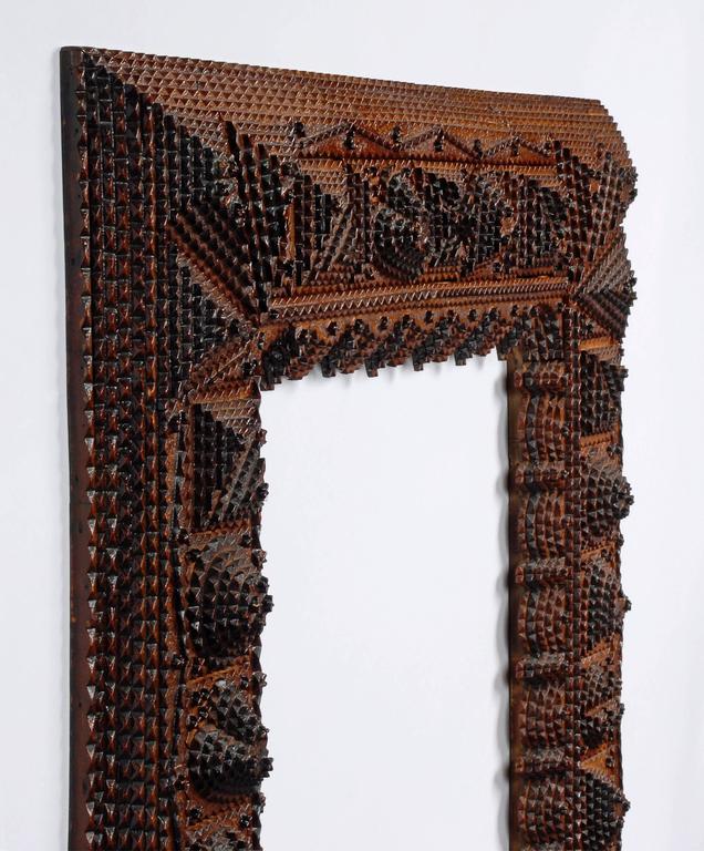 Masterwork Deeply Layered Tramp Art Frame For Sale at 1stDibs