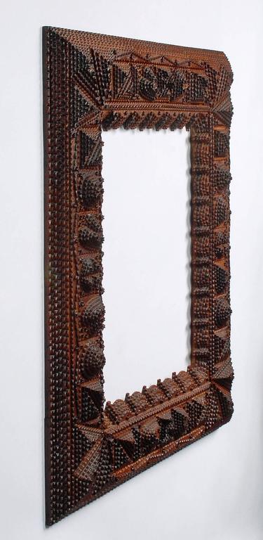 Masterwork Deeply Layered Tramp Art Frame For Sale at 1stDibs