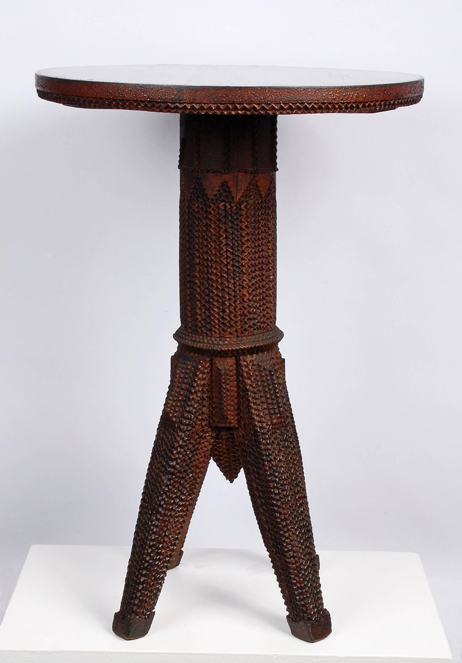 Rustic Tramp Art Table on Splayed Legs For Sale at 1stDibs