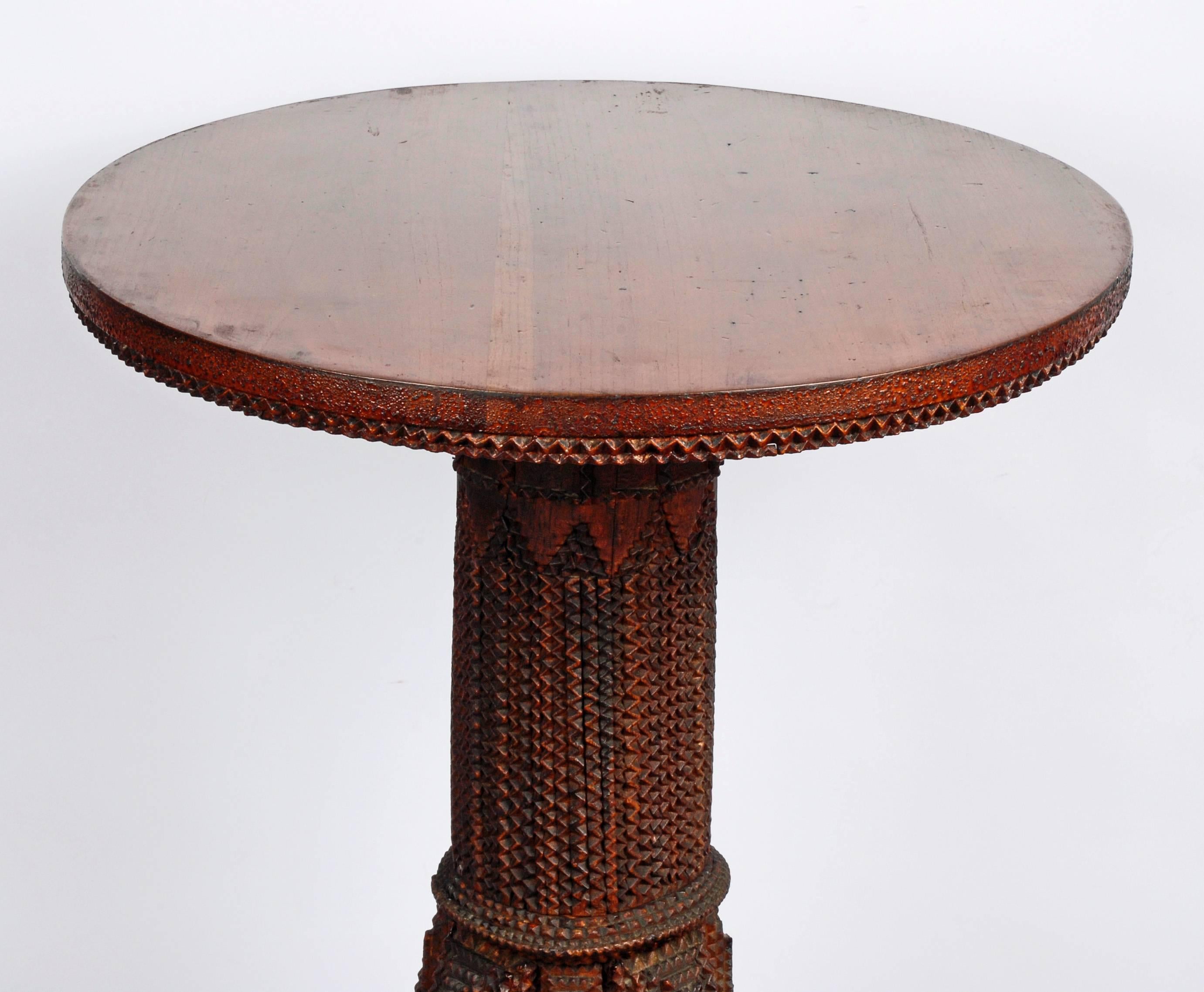 Rustic Tramp Art Table on Splayed Legs For Sale at 1stDibs