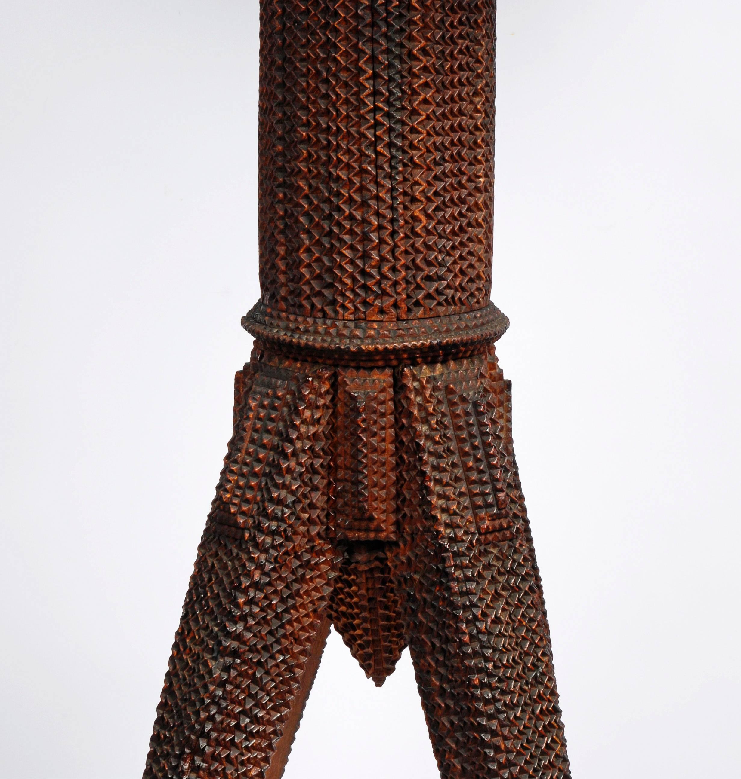 Rustic Tramp Art Table on Splayed Legs For Sale at 1stDibs