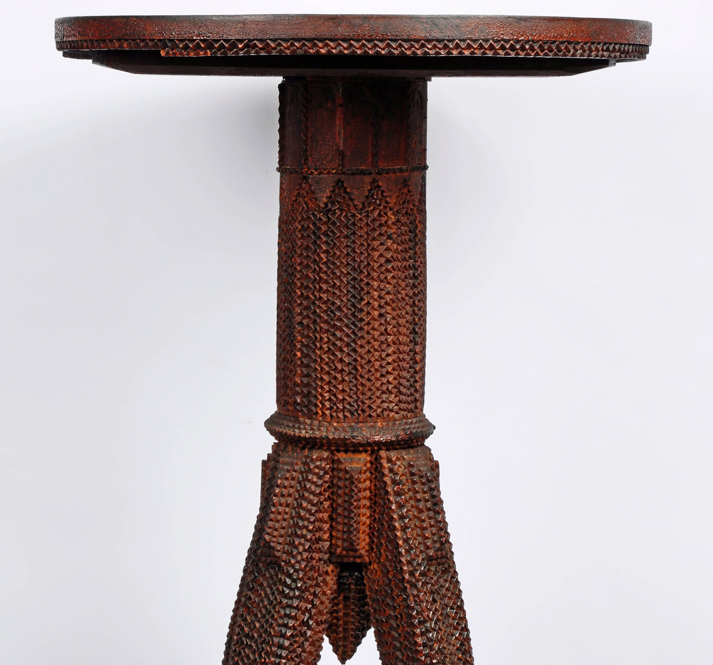 Rustic Tramp Art Table on Splayed Legs For Sale at 1stDibs