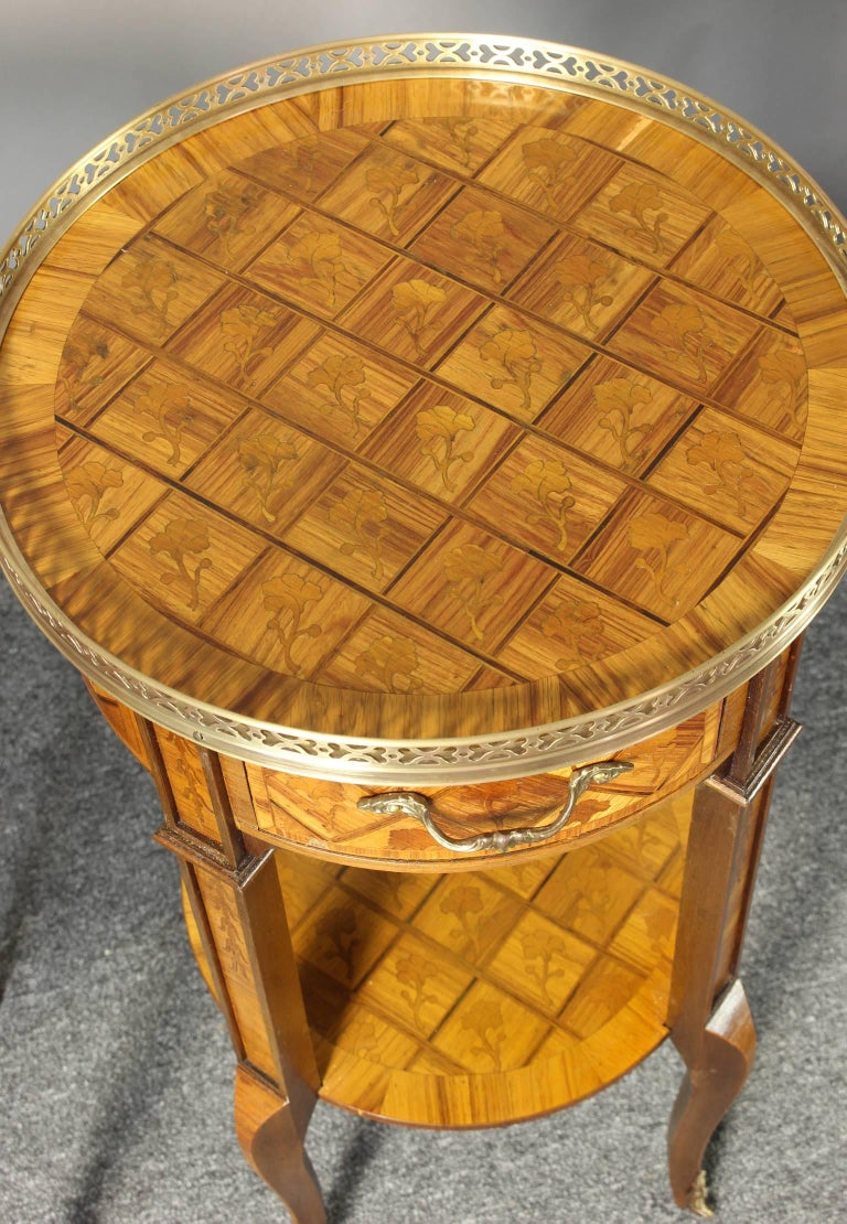 Pair of French Marquetry Side Tables at 1stDibs