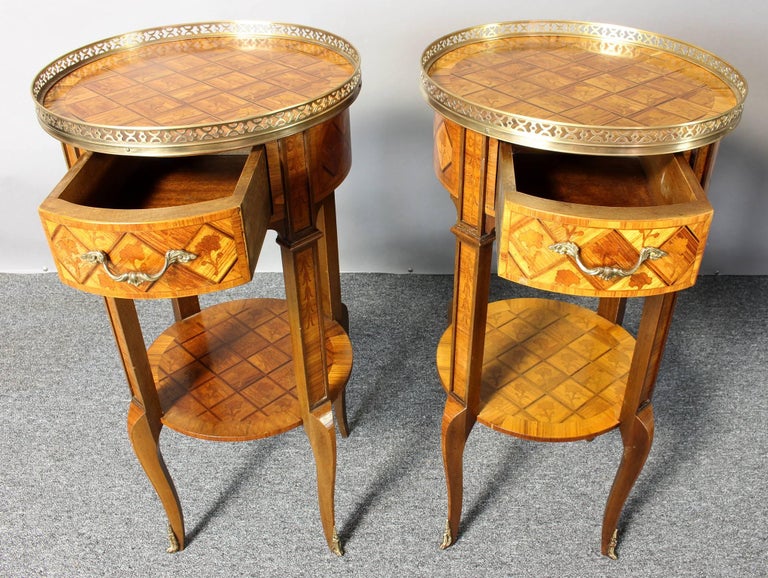 Pair of French Marquetry Side Tables at 1stDibs