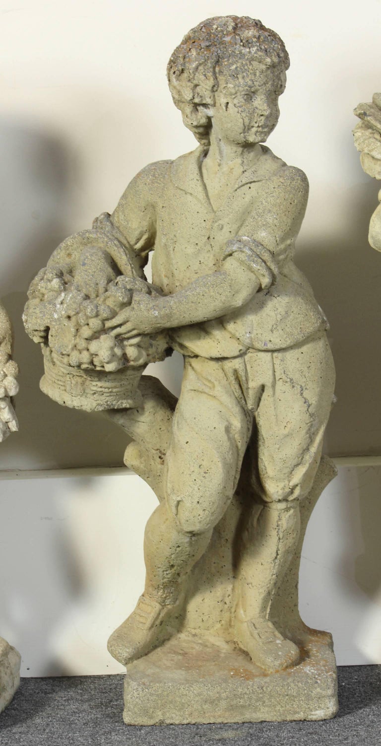 English Cast Stone Garden Statues Depicting the Four Seasons at 1stDibs