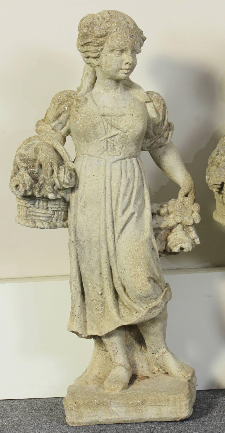 English Cast Stone Garden Statues Depicting the Four Seasons at 1stDibs