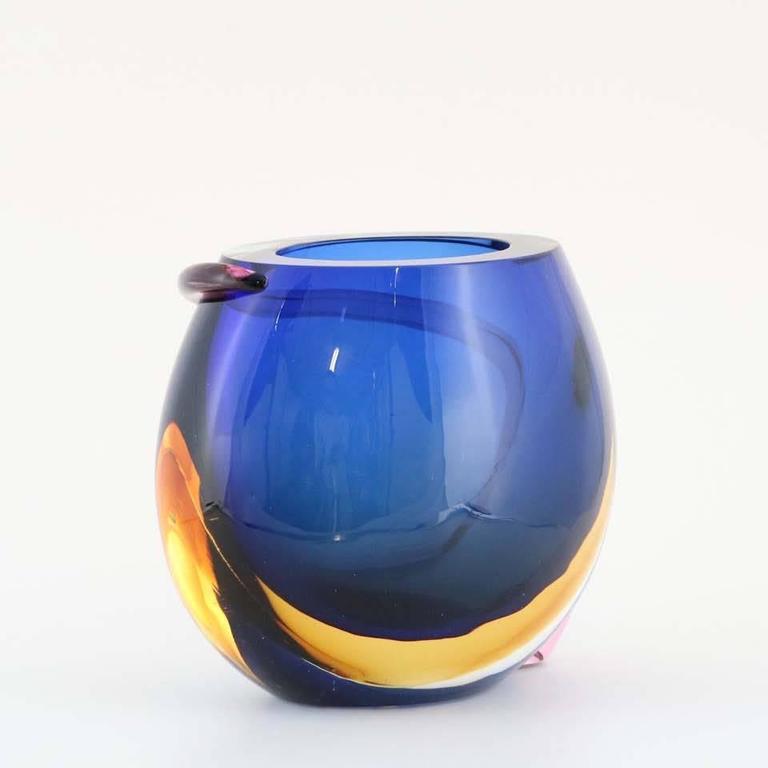 Formia Multicolored Murano Glass 'Sommerso' Vase at 1stDibs
