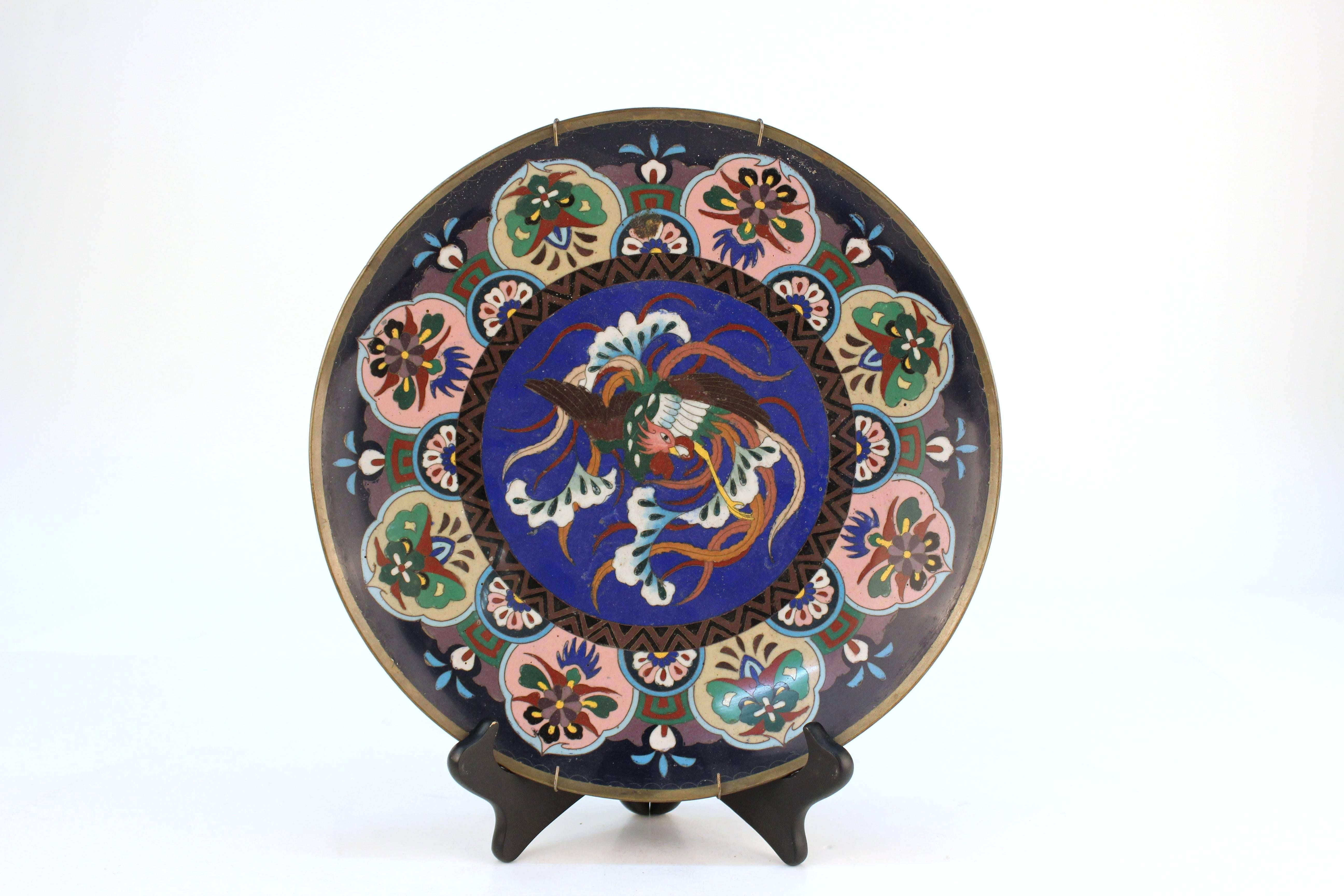 Enamel Plate with Phoenix For Sale at 1stDibs