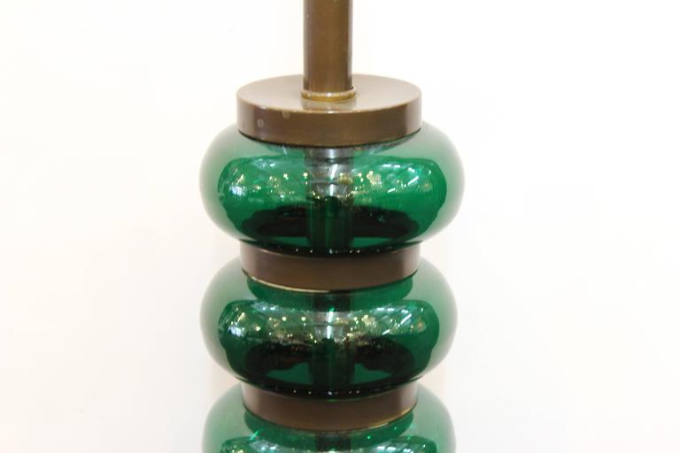 Stacked Bubble Table Lamp in Green Glass For Sale at 1stDibs