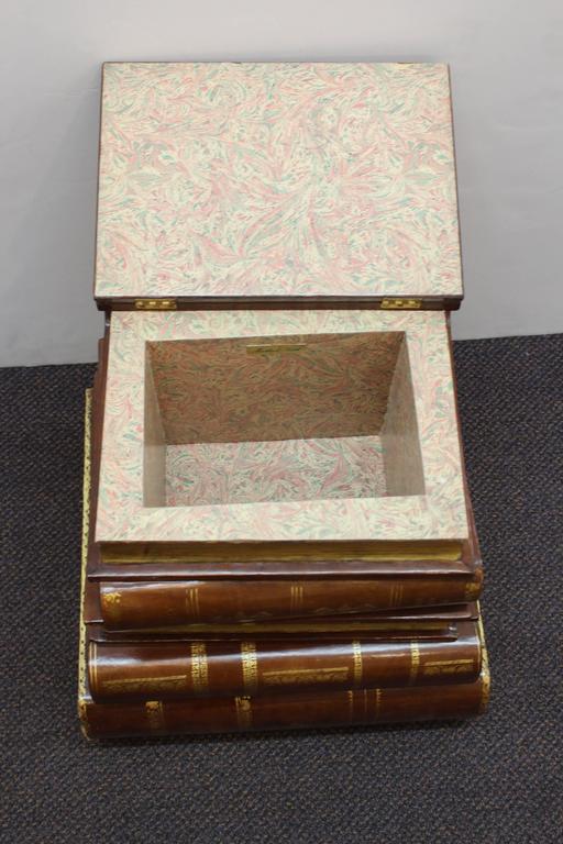 Stacked Leather Book Form End Table at 1stDibs