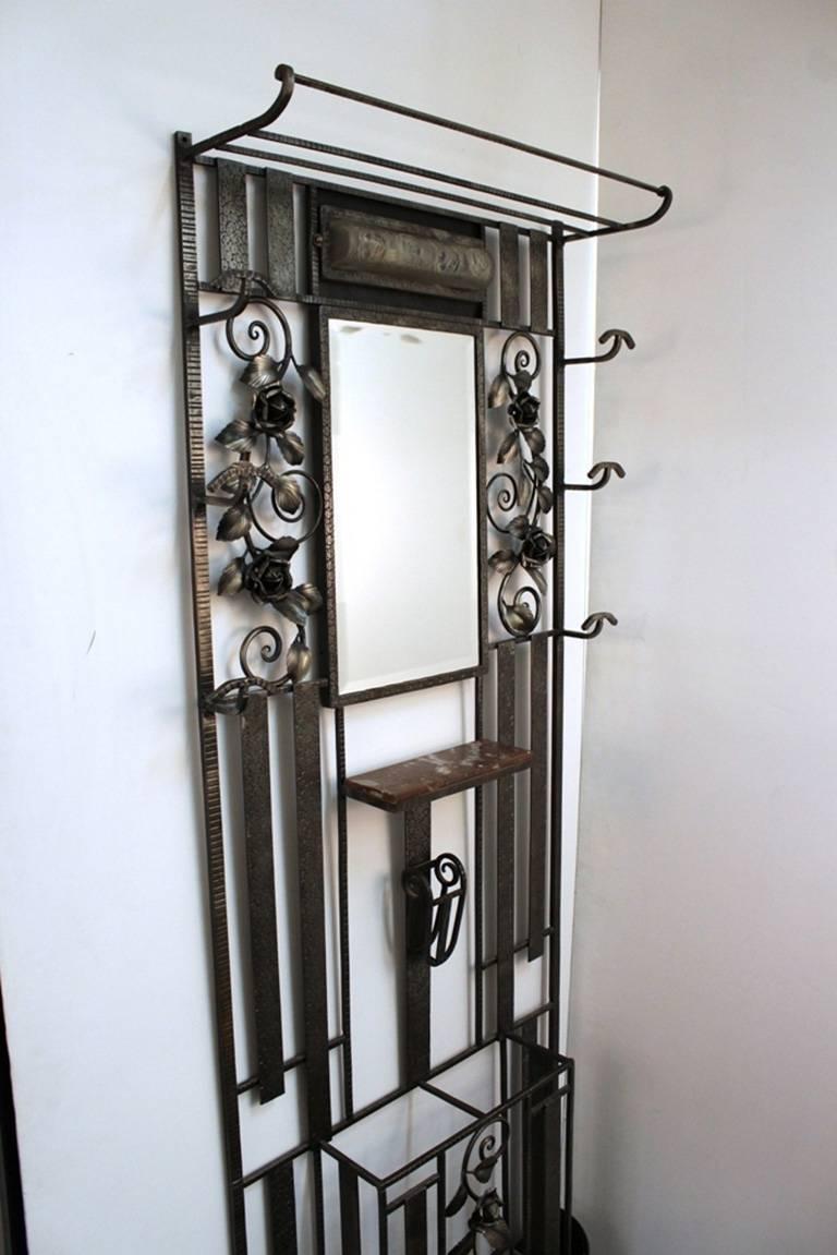 Iron Hall Tree Mirror with Rose Motif at 1stDibs | bamboo hall tree