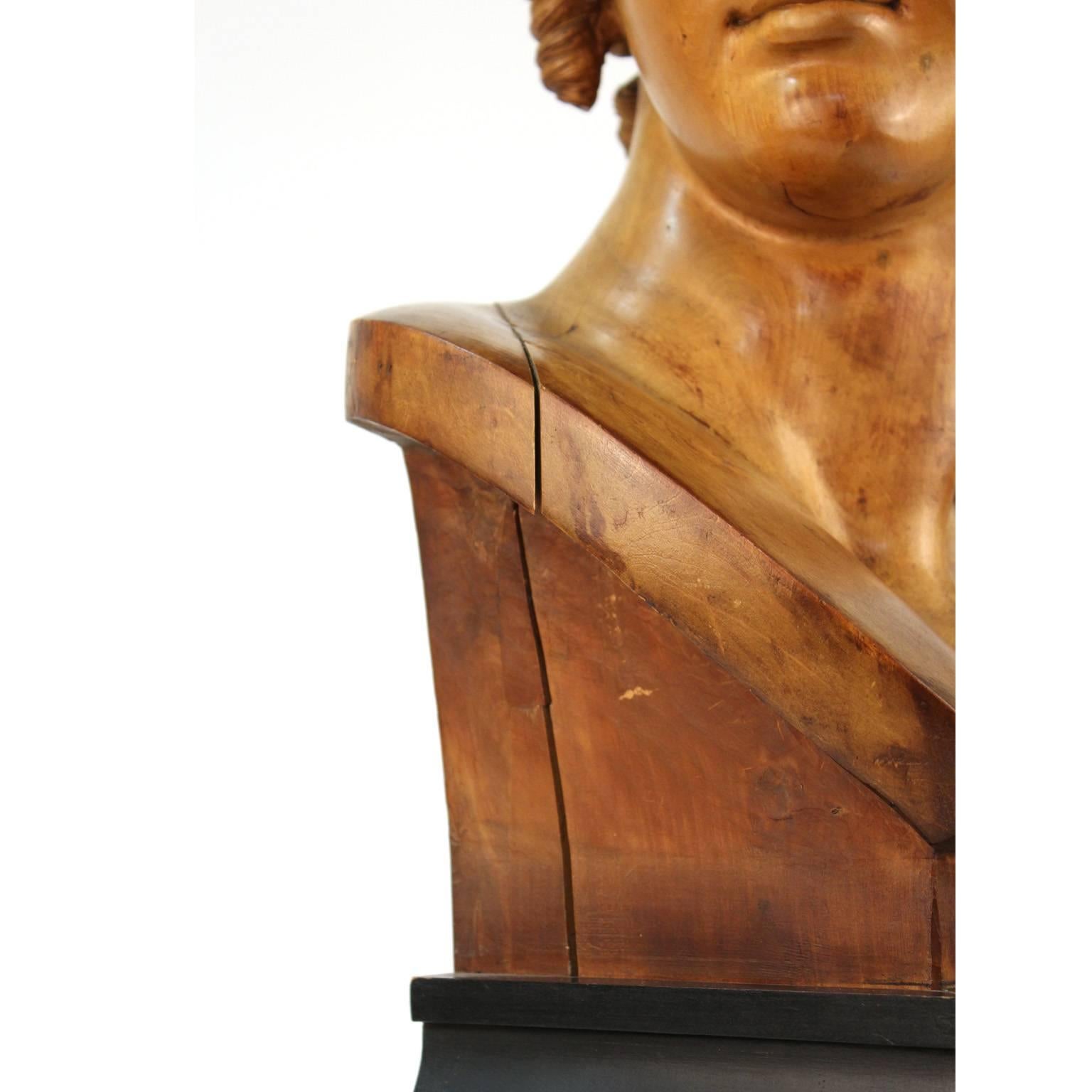 Head of Paris Wood Sculpture after Antonio Canova For Sale at 1stDibs