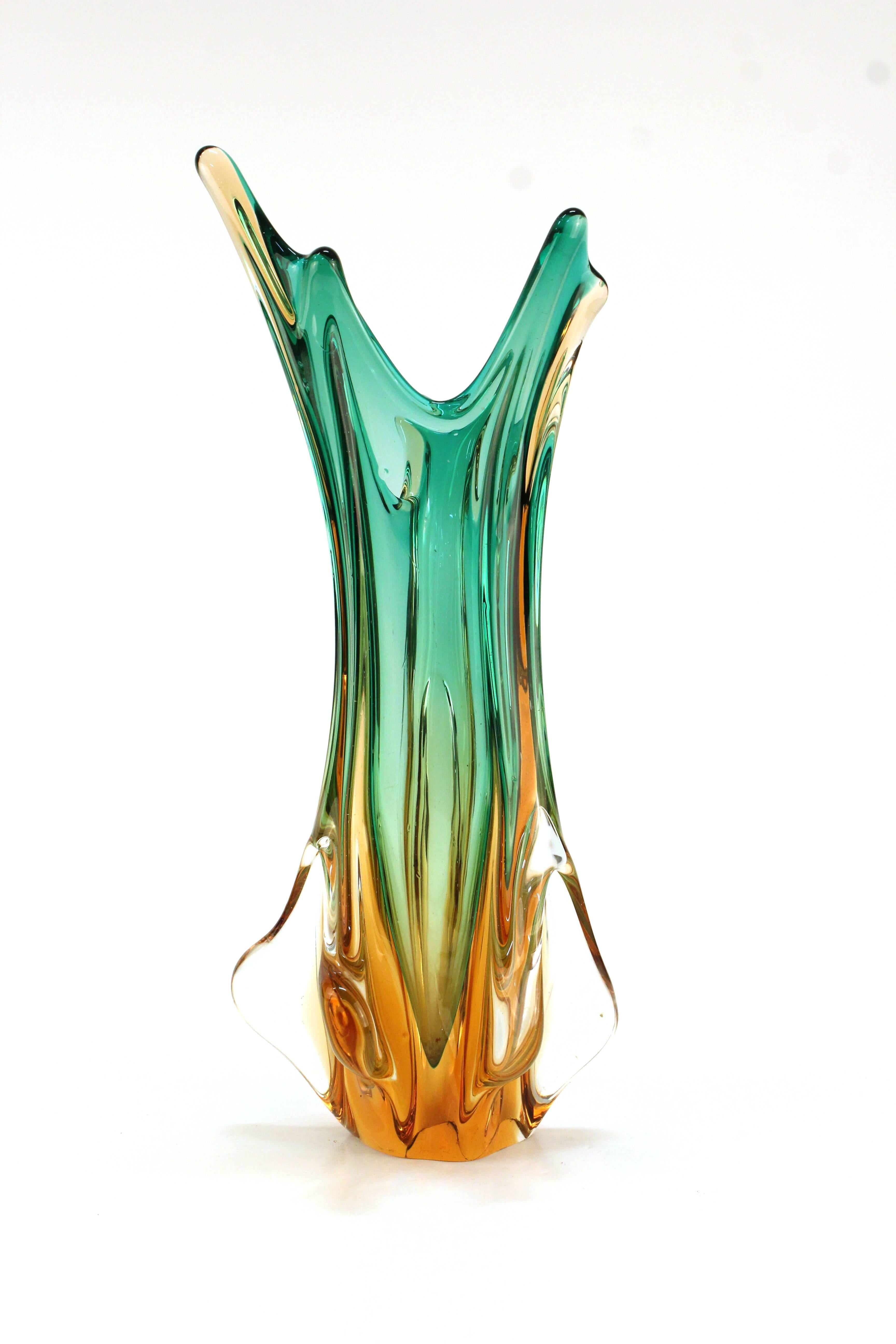 Splash Vase in Teal, Clear and Orange Murano Glass at 1stDibs | splash ...