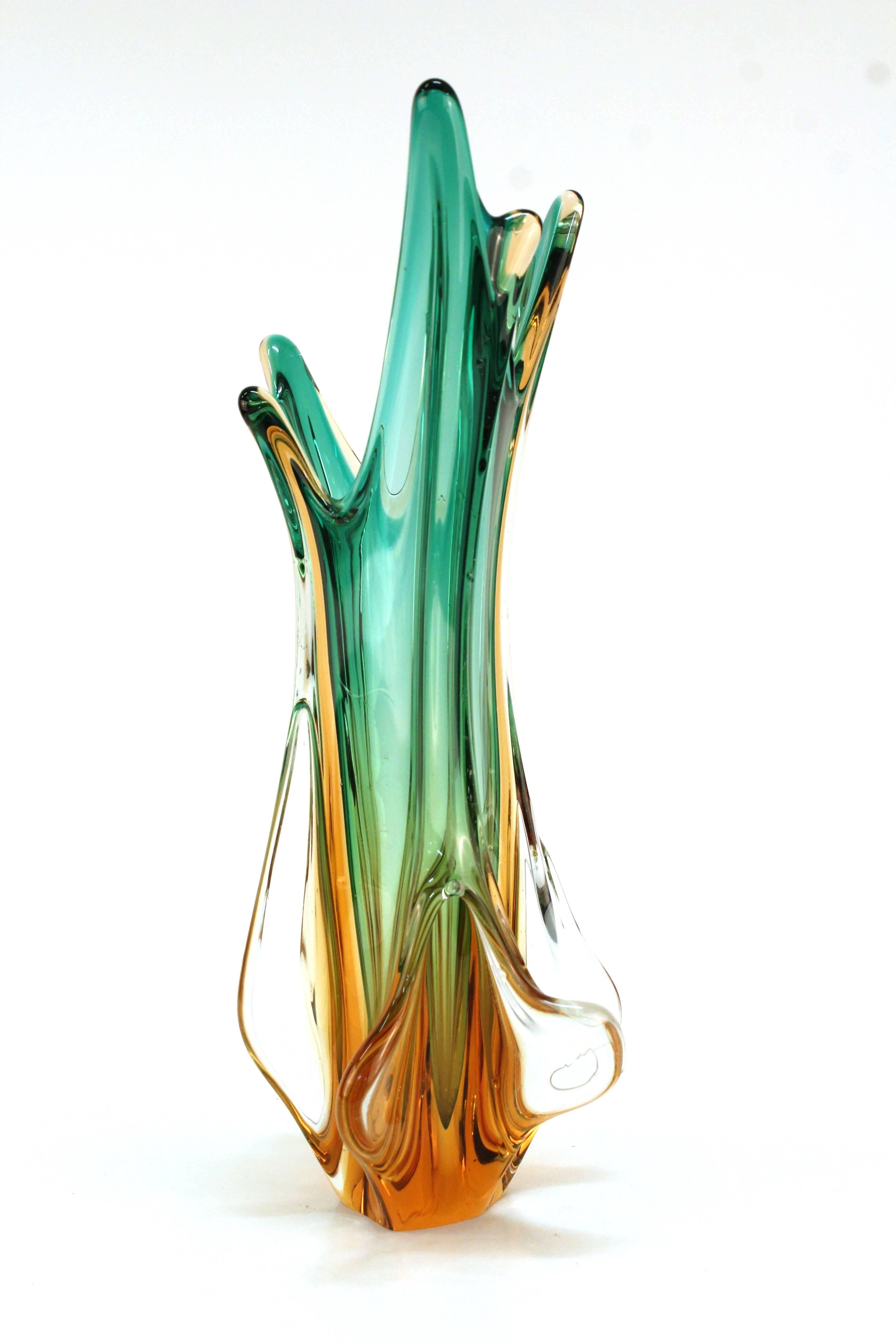 Splash Vase in Teal, Clear and Orange Murano Glass at 1stDibs | splash ...