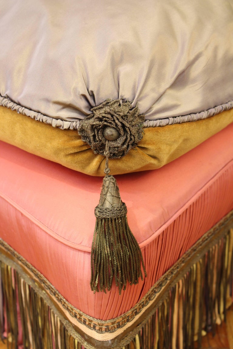 Victorian Ottoman with Needlework and Upholstery at 1stDibs