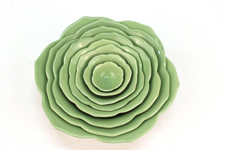 Set of Green Lettuce Leaf Bowls at 1stDibs